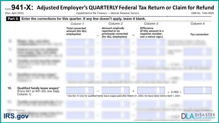 941-X: 10. Qualified Family Leave Wages, Form Instructions (updated ...
