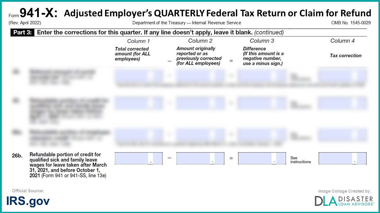 941-X: 26b. Refundable Portion of Credit for Qualified Sick and Family ...