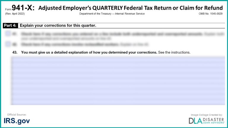 941-X: 43. Explain Your Corrections, Form Instructions (revised 2024 ...