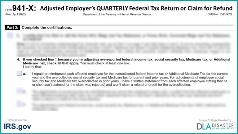 941-X: 4a. Certifying Overreporting Adjustments, Form Instructions ...
