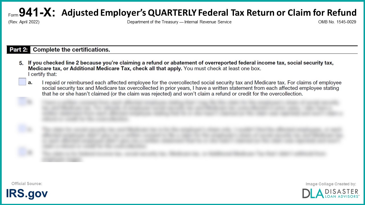 941-X: 5a. Certifying Claims, Form Instructions (revised 2024 ...