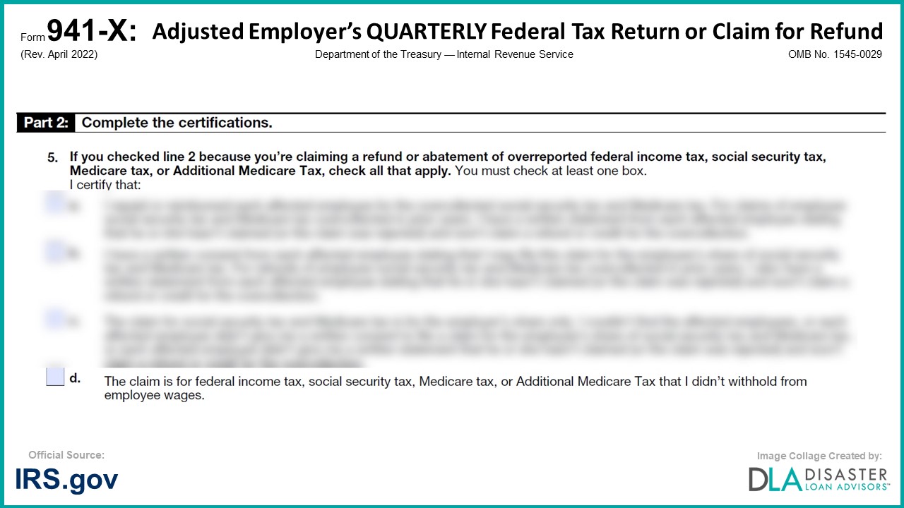 941-X: 5d. Certifying Claims, Form Instructions (revised 2024 ...