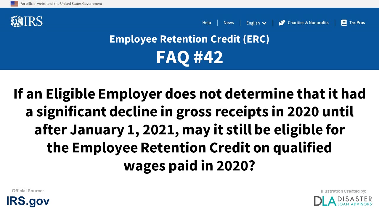 ERC Credit FAQ #42. If An Eligible Employer Does Not Determine That It ...
