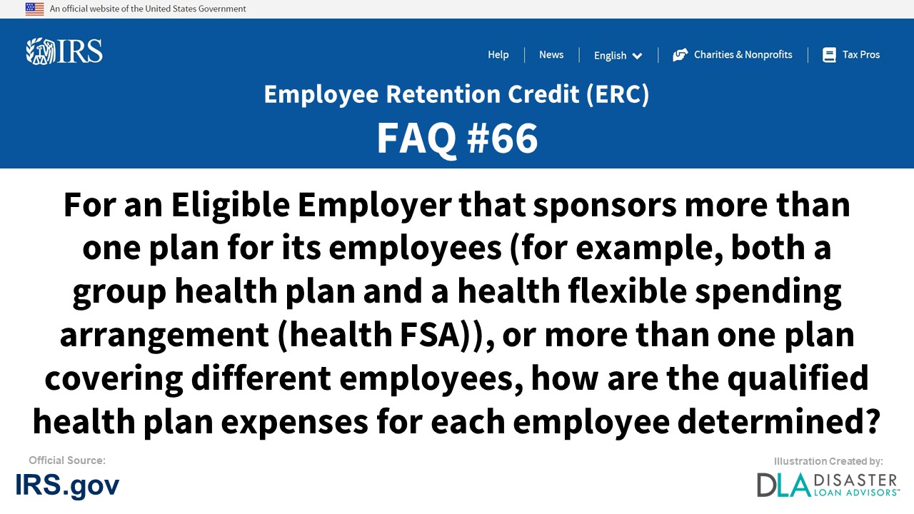 ERC Credit FAQ #66. For An Eligible Employer That Sponsors More Than ...