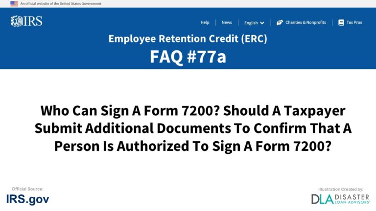 77a. Who Can Sign A Form 7200? Should A Taxpayer Submit Additional ...
