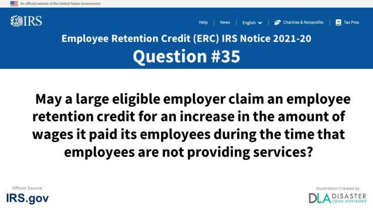 May A Large Eligible Employer Claim An Employee Retention Credit For An ...