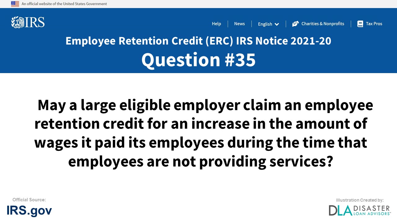 May A Large Eligible Employer Claim An Employee Retention Credit For An ...