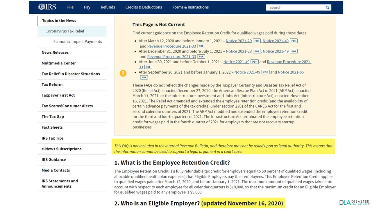 Employee Retention Credit (ERC) Tax Refund Program from the IRS ...